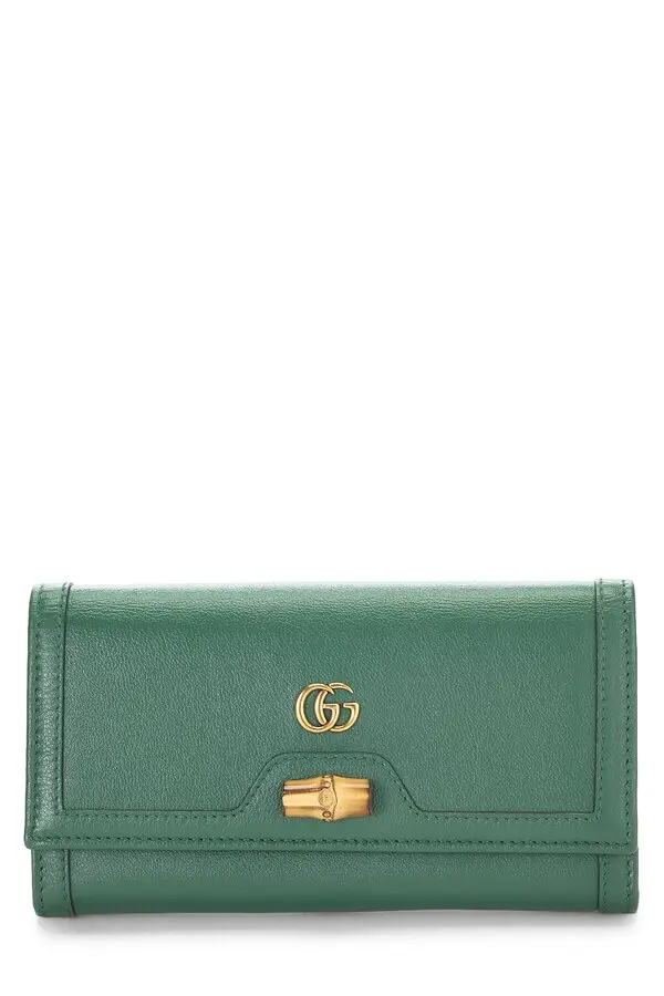 Gucci Leather Diana Bamboo Wallet On Chain - Green | Editorialist