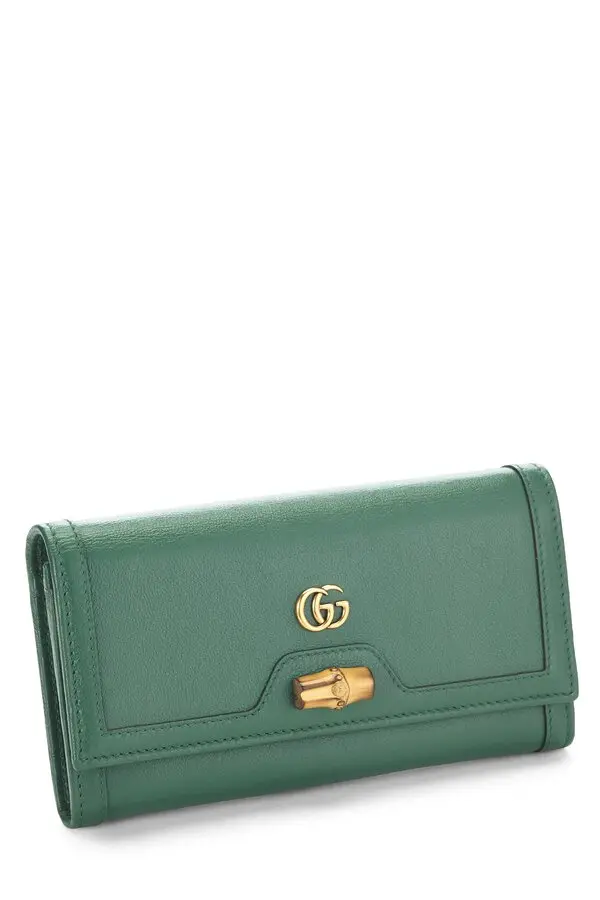 Gucci Leather Diana Bamboo Wallet On Chain - Green | Editorialist