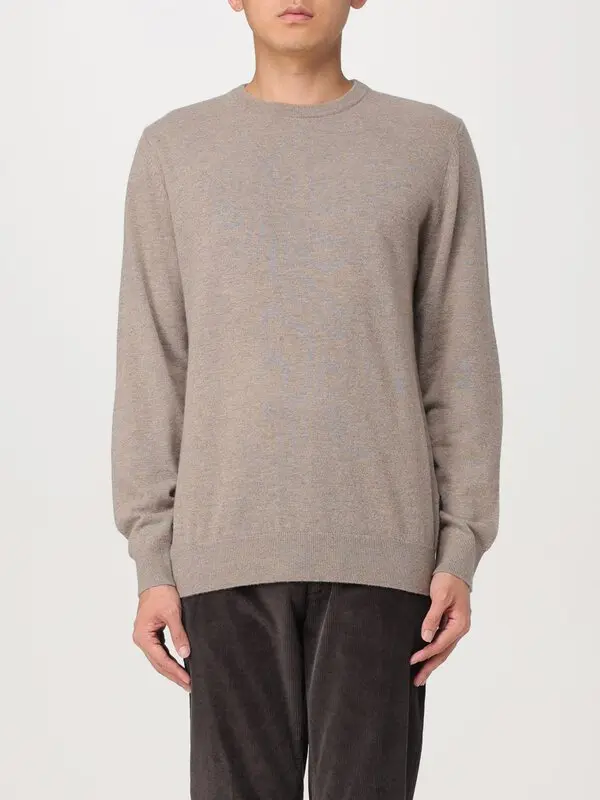 Barbour Crew Neck Sweater With Plaid Elbow Patches - Beige