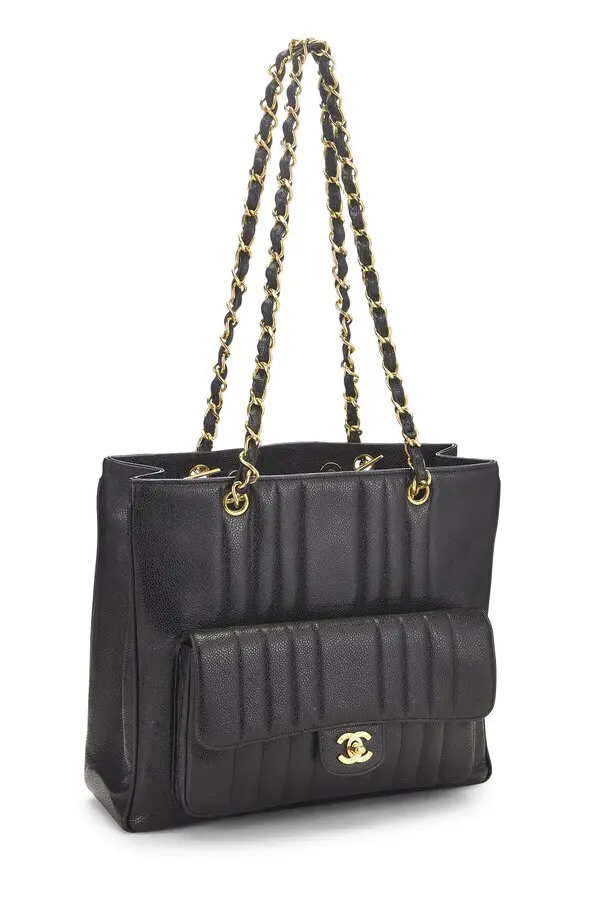 Chanel Vertical Quilted Caviar Pocket Tote