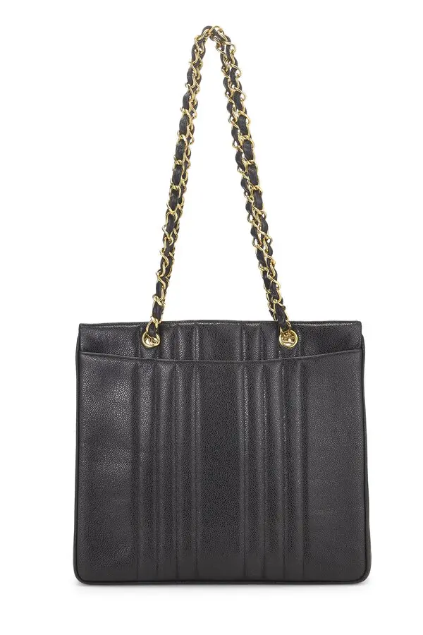 Chanel Vertical Quilted Caviar Pocket Tote