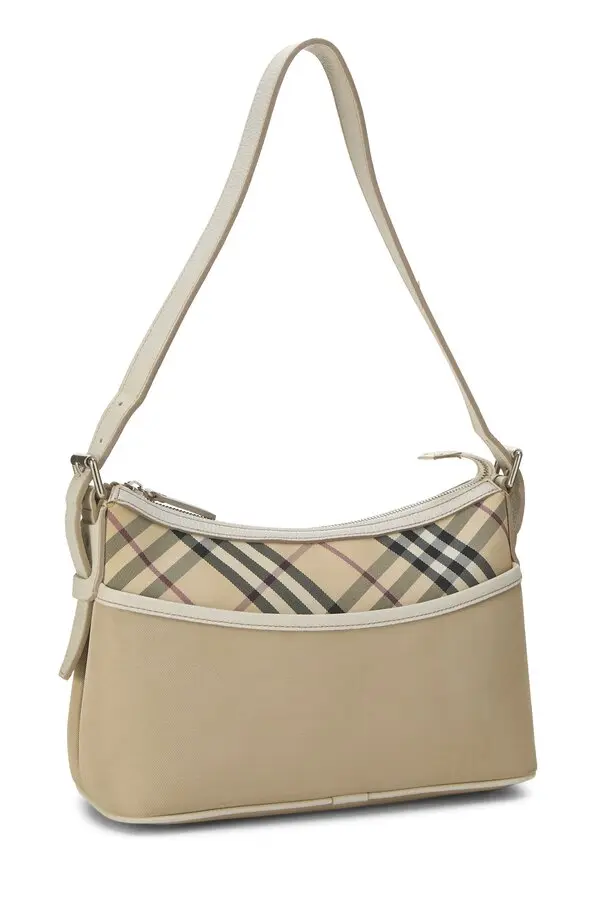 Burberry Nylon Check Satchel Shoulder Bag - Beige