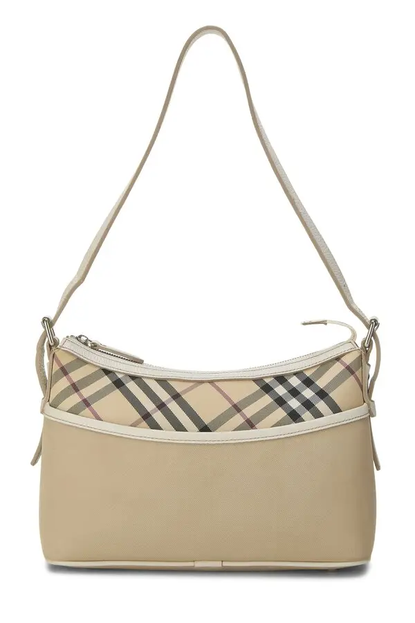 Burberry Beige Nylon Check Satchel Shoulder Bag
