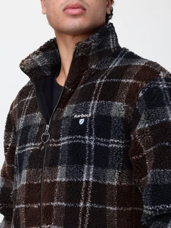 Barbour Tartan Fleece High Neck Zip Jacket - Brown
