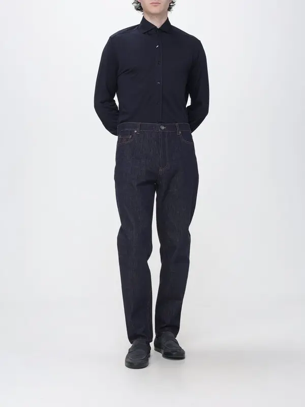 Brunello Cucinelli Slim Fit Cotton And Silk Shirt With French Collar - Blue