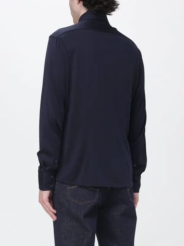 Brunello Cucinelli Slim Fit Cotton And Silk Shirt With French Collar - Blue