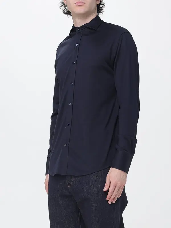 Brunello Cucinelli Slim Fit Cotton And Silk Shirt With French Collar - Blue