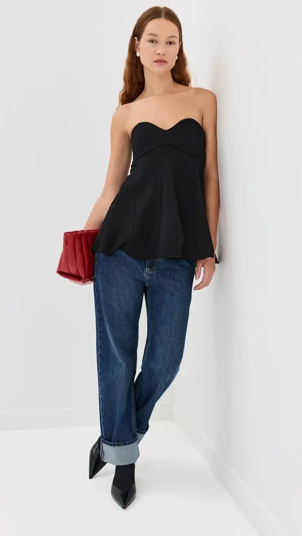 Tibi Melee Crepe Strapless Top