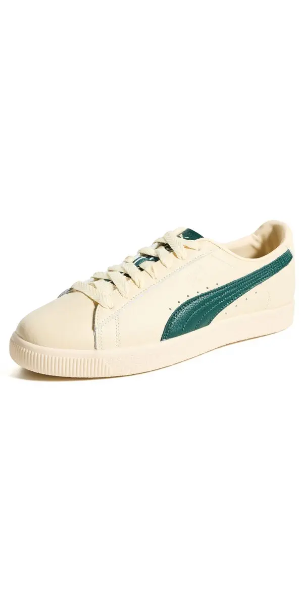 Puma Men Clyde Players Lane Sneakers Size US 8.5 Creamy Vanilla Dark Myrtle Puma Clyde Players Lane Sneakers In Creamy Vanilla/Dark  main image 4
