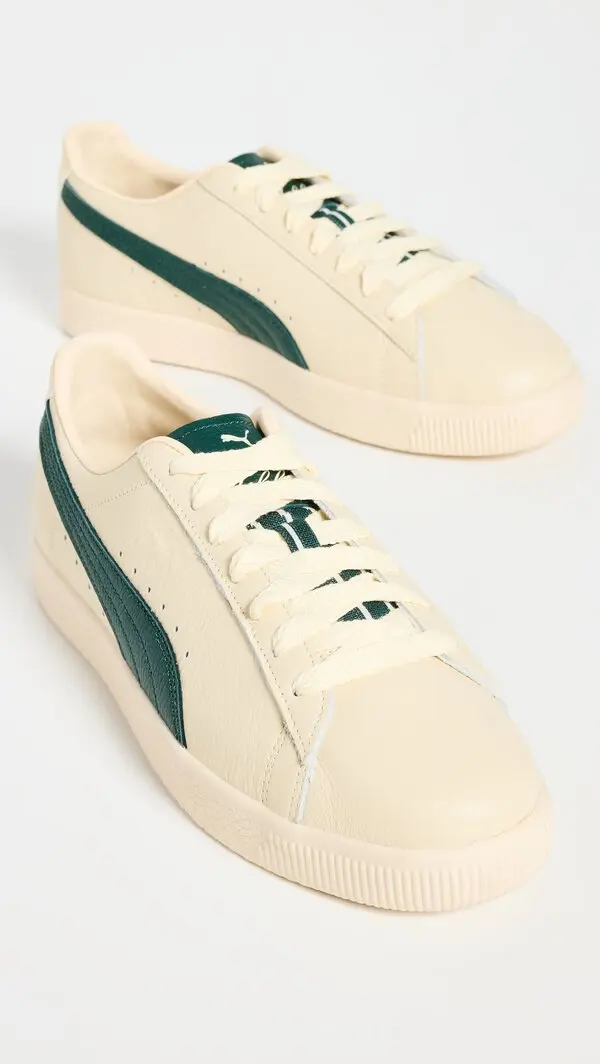 Puma Clyde Players Lane Sneakers In Creamy Vanilla/Dark 