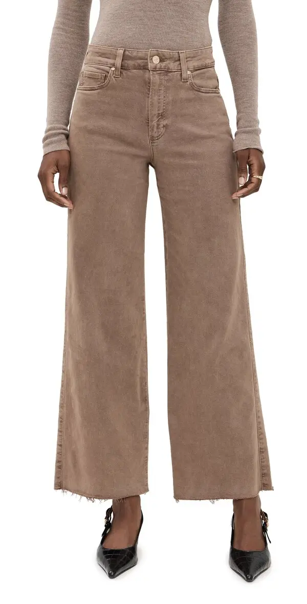 Paige Vanessa High Rise Wide Leg Jeans With Raw Hem