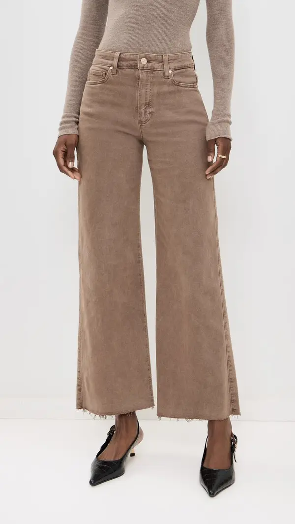 Paige Vanessa High Rise Wide Leg Jeans With Raw Hem