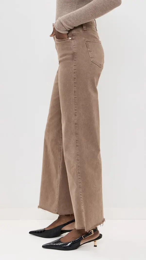 Paige Vanessa High Rise Wide Leg Jeans With Raw Hem