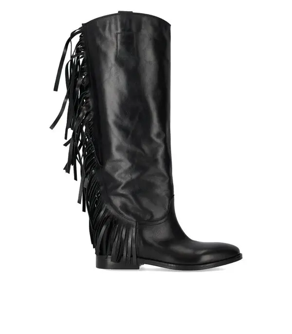 STRATEGIA Fringed Leather Boots