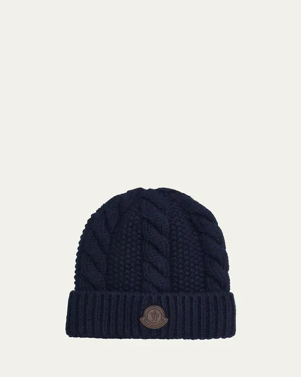 Moncler Chunky Knit Beanie - Dark Blue