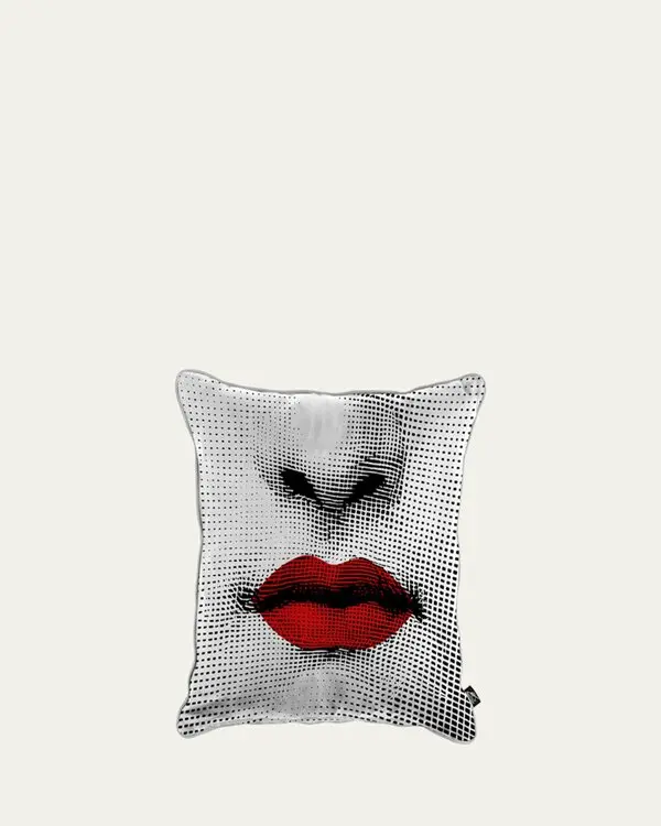 FORNASETTI Kiss Cushion, 20" Square - Blackwhite