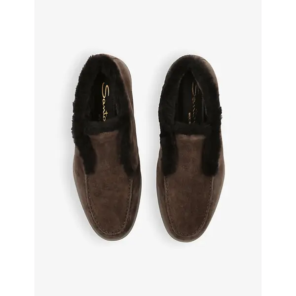 Santoni Fortune Embossed Suede Ankle Boots - Dark Brown