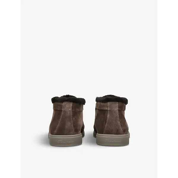 Santoni Fortune Embossed Suede Ankle Boots - Dark Brown