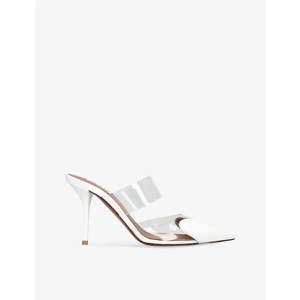 Alaïa Heart-shape Patent Leather Heeled Mules - White