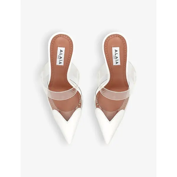 Alaïa Heart-shape Patent Leather Heeled Mules - White