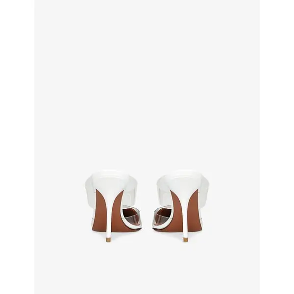 Alaïa Heart-shape Patent Leather Heeled Mules - White