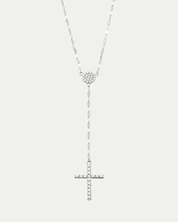 Lana Jewelry 14k Gold Diamond Cross Y Necklace - White