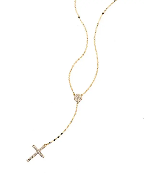Lana Jewelry 14k Gold Diamond Cross Y Necklace