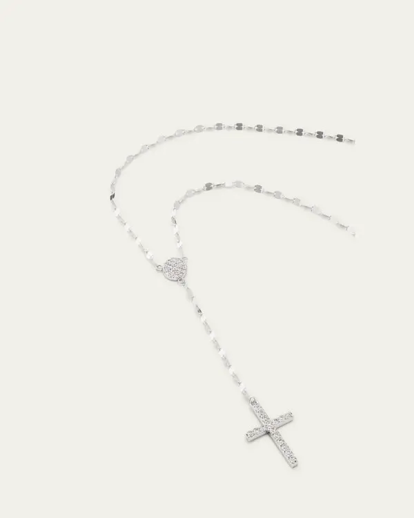 Lana Jewelry 14k Gold Diamond Cross Y Necklace