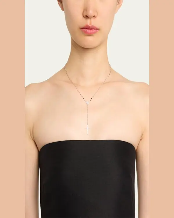 Lana Jewelry 14k Gold Diamond Cross Y Necklace
