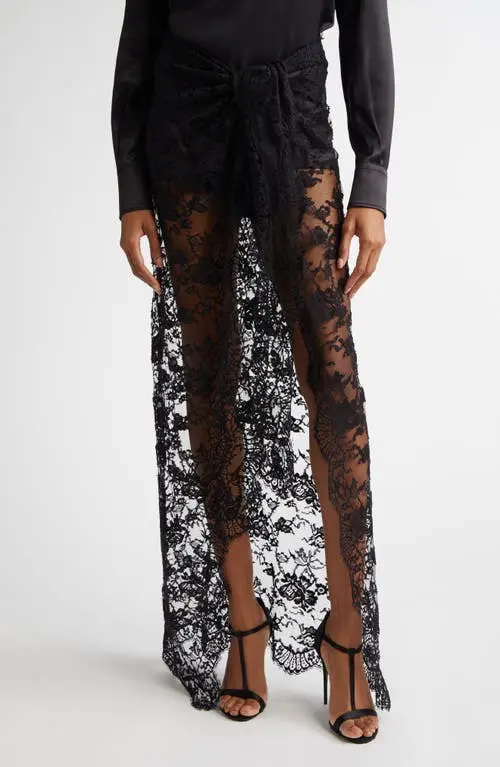 Dolce & Gabbana Long Chantilly Lace Skirt - Nero
