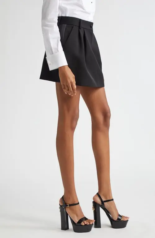 Dolce & Gabbana Virgin Wool & Silk Blend Gabardine Tuxedo Mini Skirt - Nero