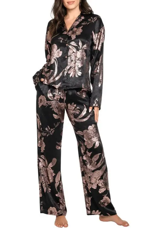 MIDNIGHT BAKERY Print Satin Pajamas