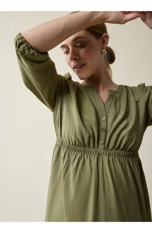 Ingrid & Isabel® Button Front Tiered Woven Maternity/nursing Dress
