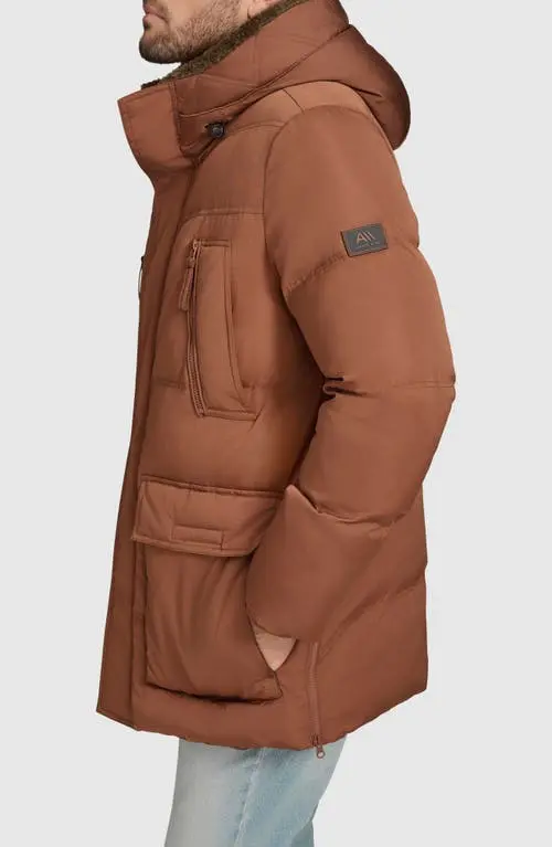Andrew Marc Water Resistant Puffer Parka With Faux Shearling Lining - Copper