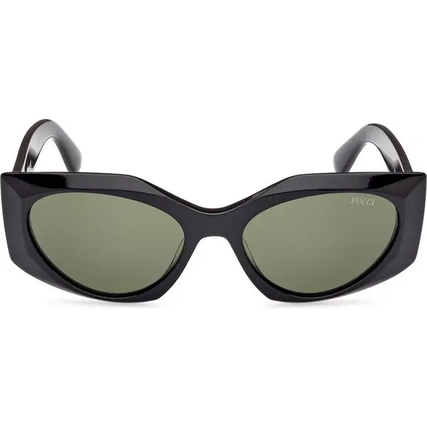 Emilio Pucci Geometric Sunglasses - Shiny Black / Green