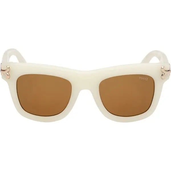 Emilio Pucci 50mm Square Sunglasses - White / Brown