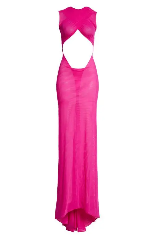 laquan smith pink dress LAQUAN SMITH Asymmetrical Mini Dress With Ruffle Detail in Pink