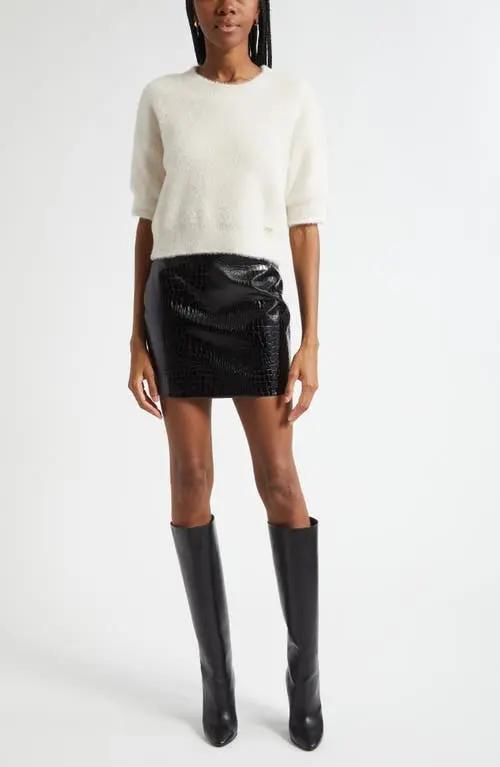 L'Agence Gerard Croc Embossed Faux Leather Miniskirt