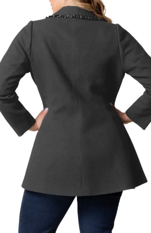 KIYONNA Juliette Satin Trim Coat - Graphite Grey