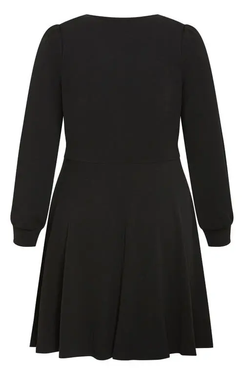 City Chic Karter Long Sleeve Fit & Flare Dress