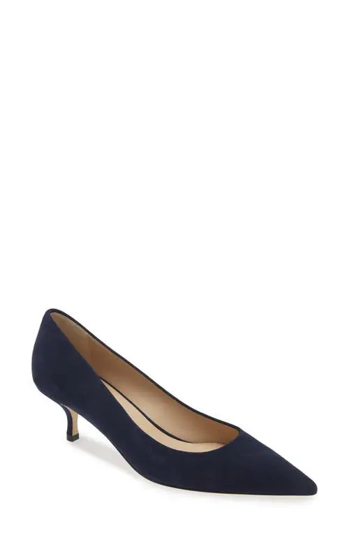STUART WEITZMAN Pointed Toe Kitten Heel Pumps - Nice Blue