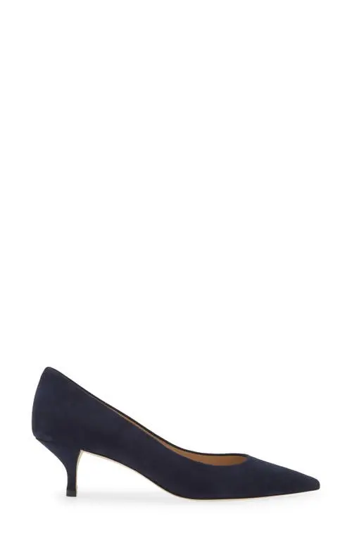 STUART WEITZMAN Pointed Toe Kitten Heel Pumps - Nice Blue