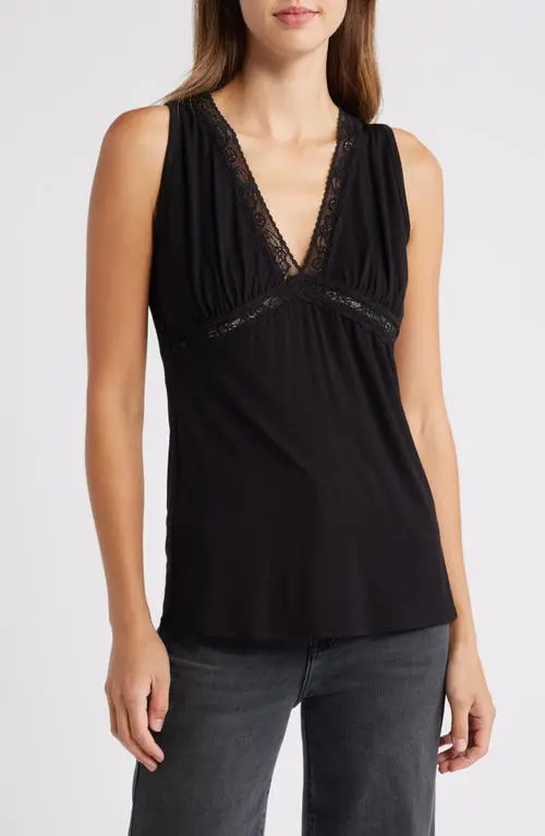Loveappella Lace Inset Tank - Black