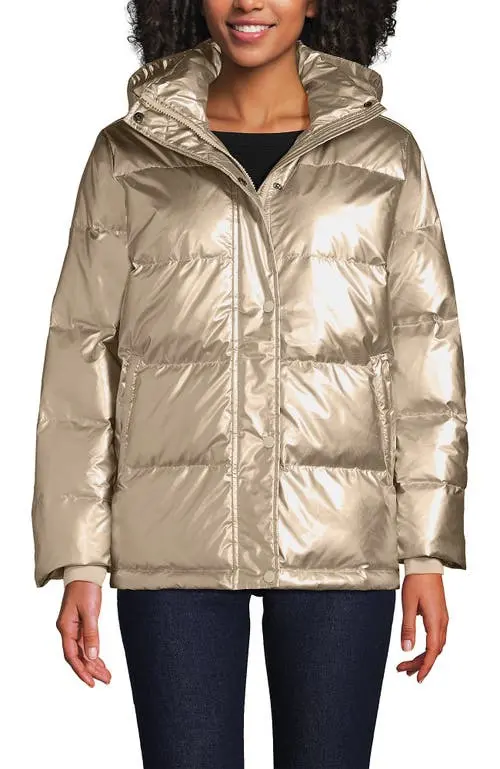 LANDS' END Wide Channel 600 Down Puffer Jacket - Gold Shine