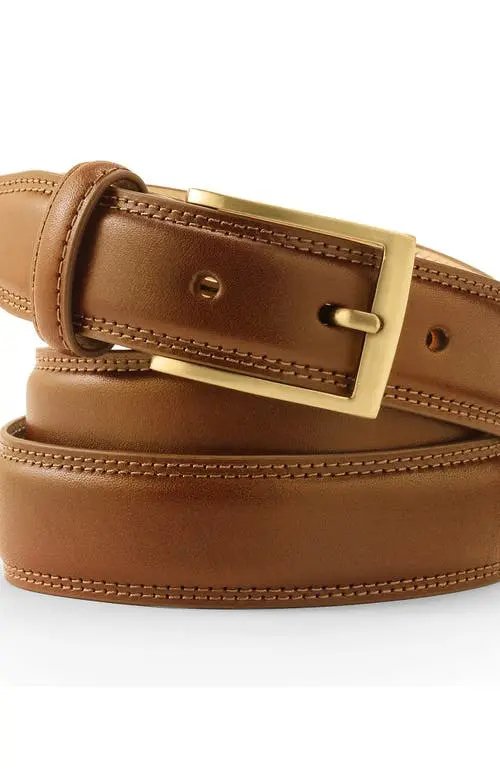 LANDS' END Classic Leather Belt - Chestnut