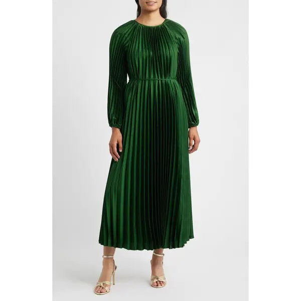 strapless open back dress Vanessa Green/Blue Stripe Pleated Midi Dress  Jules & James Boutique