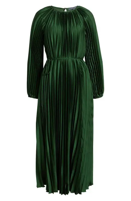 green emerald velvet dress Santana Ruffle Sleeve Tie Back Midi Dress Kelly-Green / S by Sugarlips