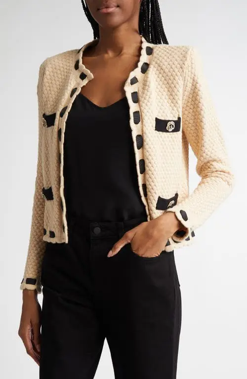 L'Agence Astor Contrast Trim Cardigan