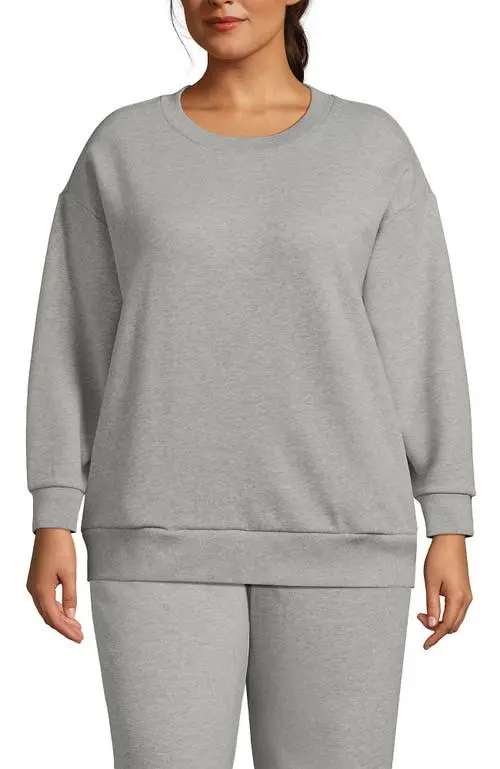 LANDS' END Relaxed Fit Long Sleeve Crew Neck Sweatshirt - Gray Heather