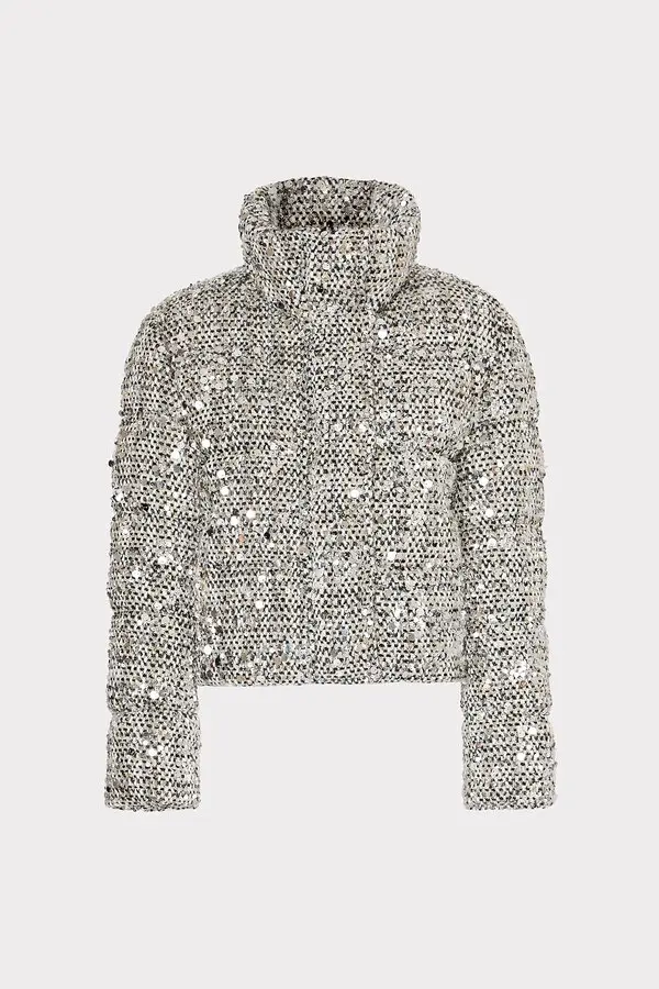 MILLY Hayes Sequin Tweed Puffer